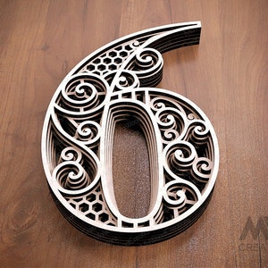 Layered Number 6, Layered Numbers SVG, Multilayer Number 6, Numbers SVG ...