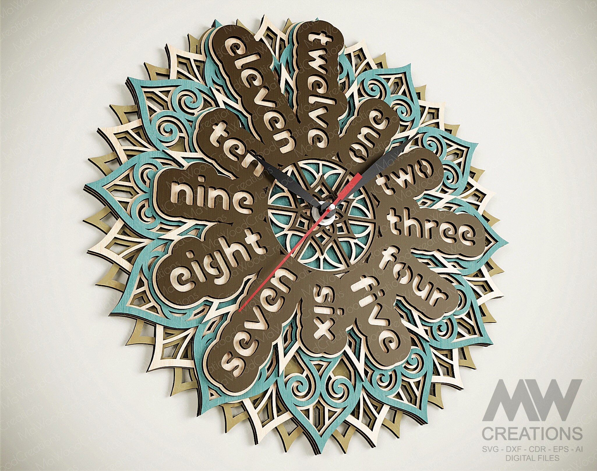 Laser Cut Clock SVG Dxf Layered Mandala Clock Svg 3d Svg - Etsy Australia