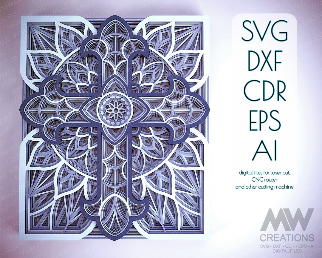 Multilayer Cross Laser Cut SVG, 3d SVG Layered Cross, 3d Layer Wood ...