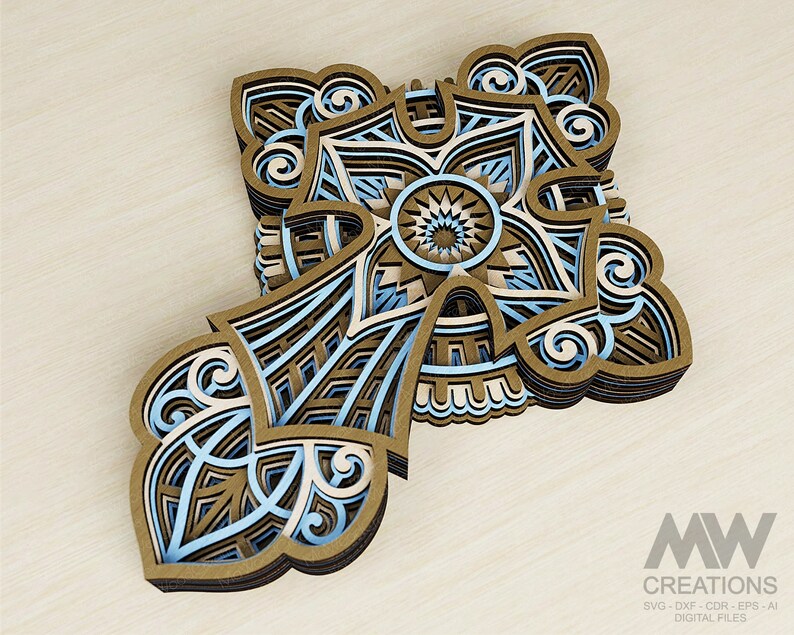 Layered Cross SVG, 3D SVG Cross, Wood Layered Cross SVG Dxf, Laser Cut ...
