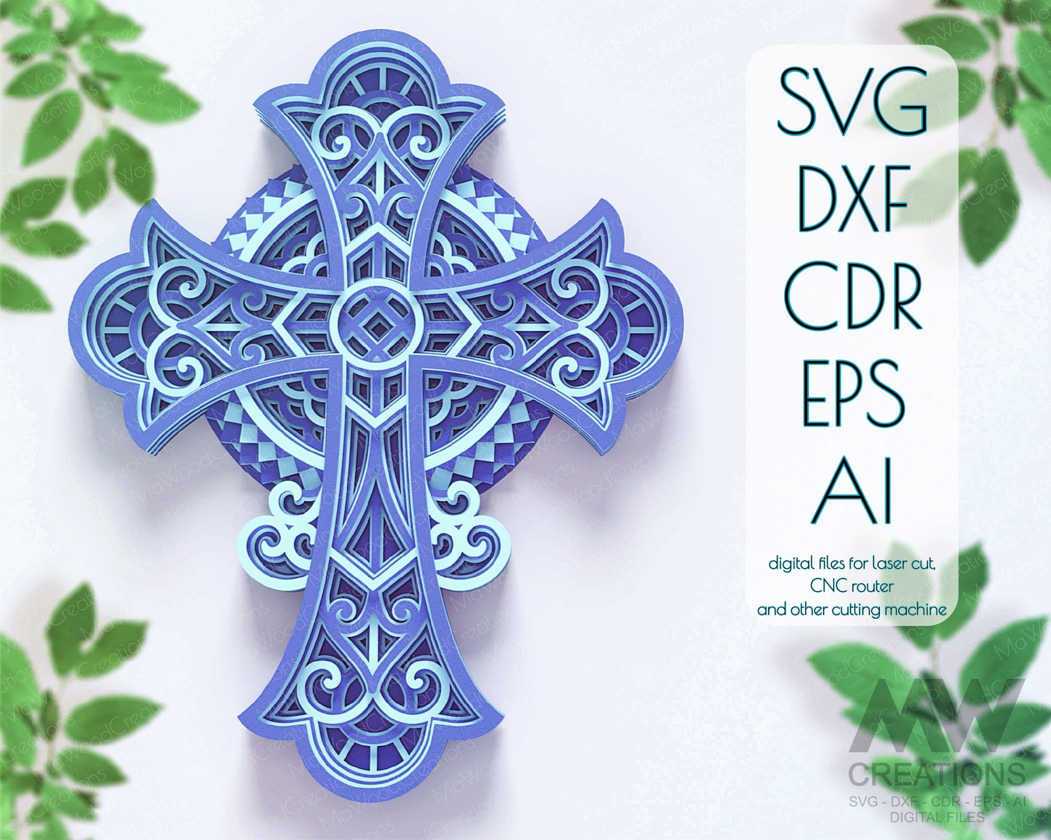Christian Cross SVG Layered Mandala Cross Laser Cut Cross - Etsy