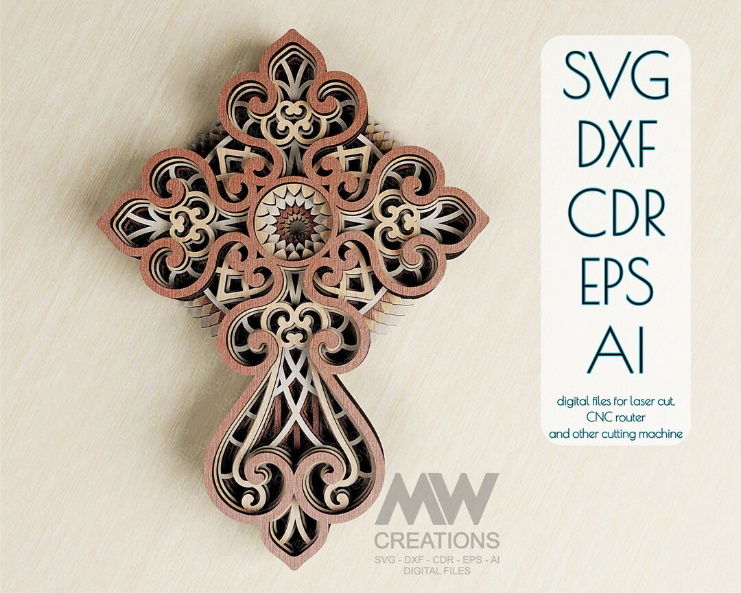 6 Layer Cross, Laser Cut Cross SVG Dxf, 3d Layer Cross Svg, Multi-layer ...