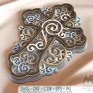 Layered Cross Design for Laser Cutting - Multilayer Cross SVG Dxf - 3D ...