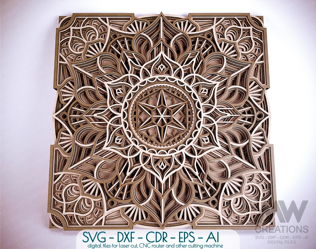 9 Layer Mandala SVG Dxf, 3D SVG Mandala, Cricut Mandala Svg, Laser Cut ...