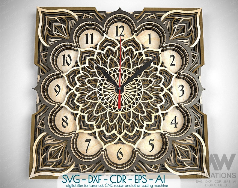 9 Layer Clock Svg 3d Layer Svg Clock Laser Cut Multi-layer - Etsy