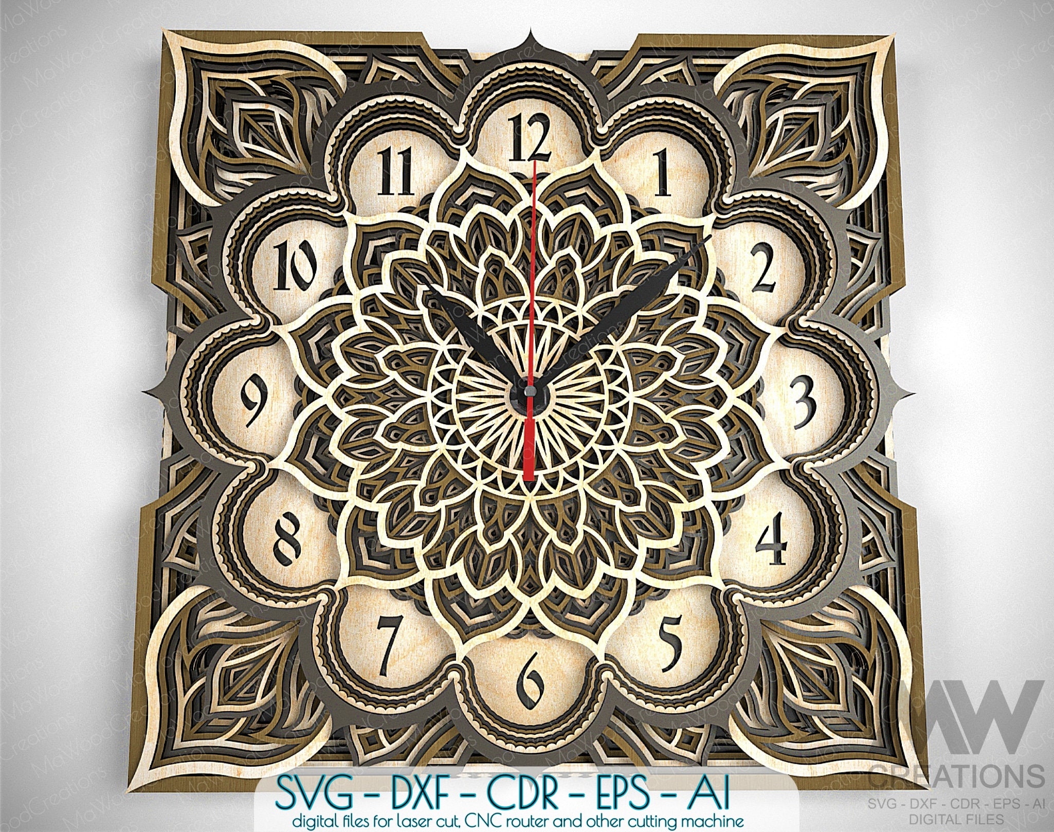 9 Layer Clock Svg 3d Layer Svg Clock Laser Cut Multi-layer - Etsy UK