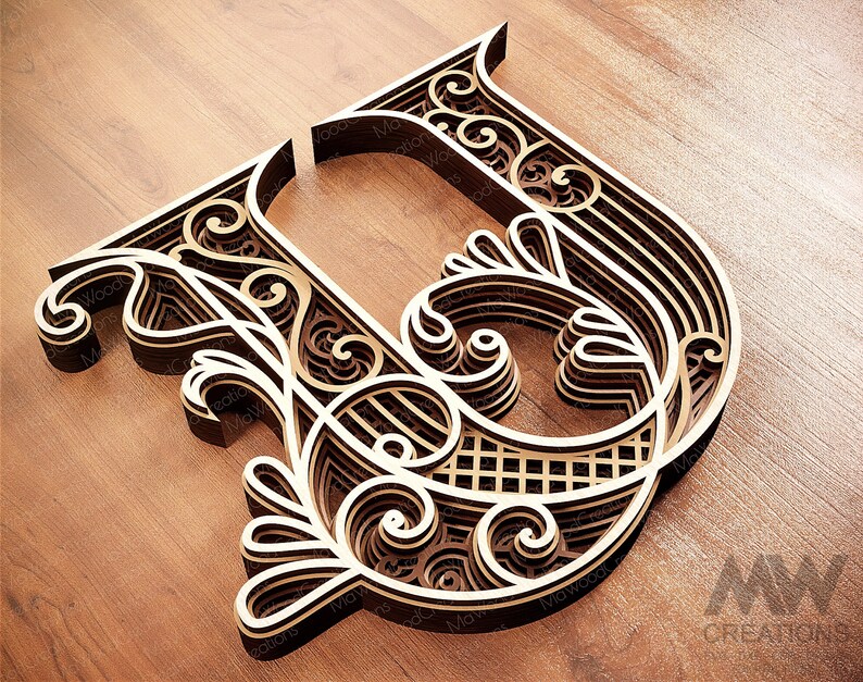 Layered Letter U Layered Letters SVG Multi Layer Letters - Etsy