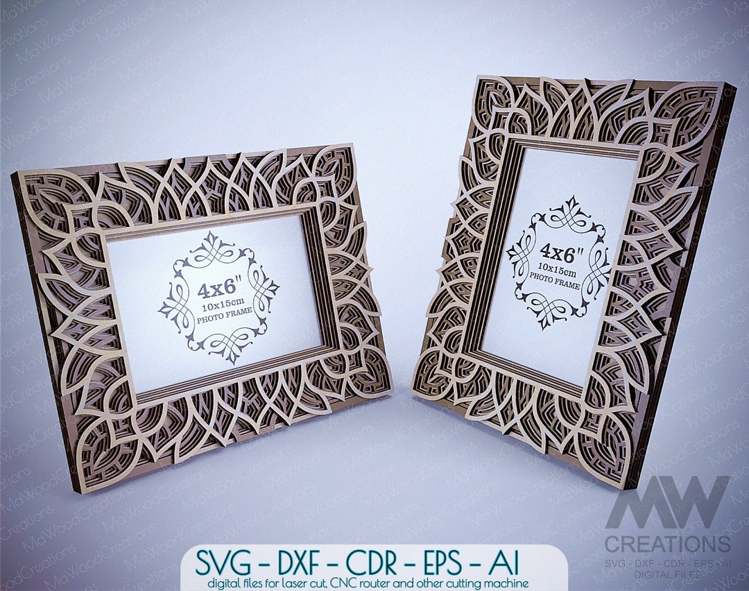 4x6 Picture Frame Laser Cut Files, Layered Frame SVG DXF, Multilayer ...