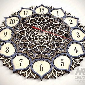 Laser Cut Multilayer Clock SVG Dxf, Mandala Flower Clock Svg, 3d Svg ...