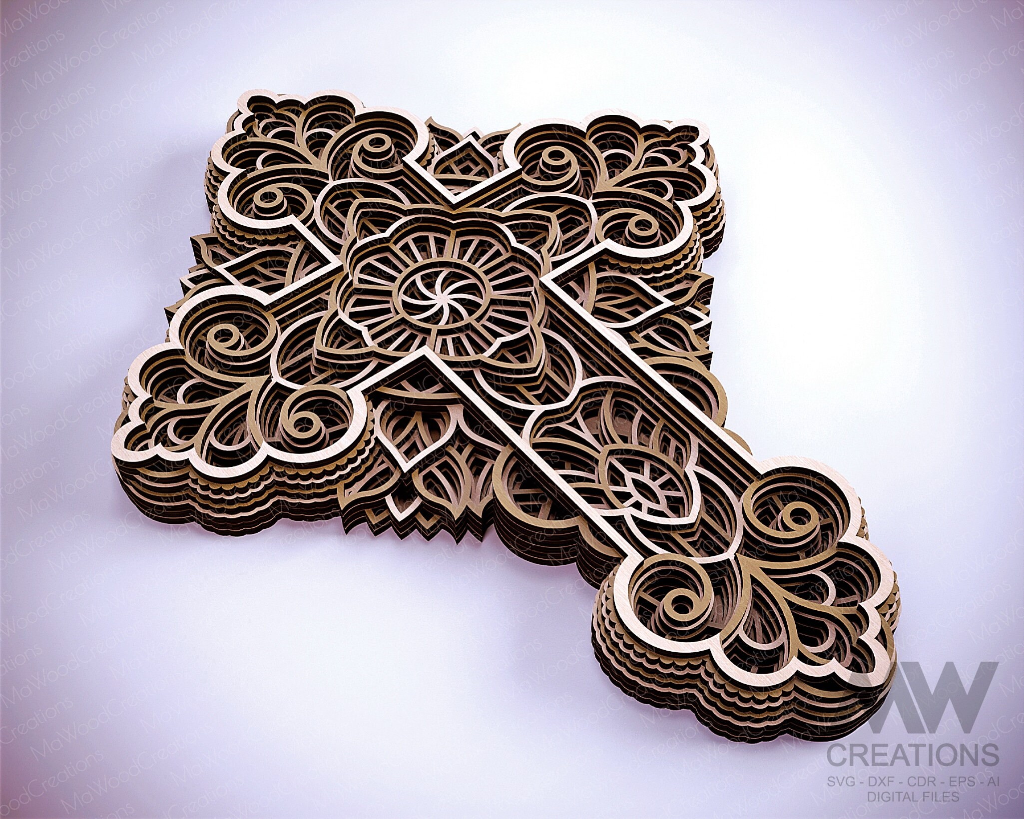 Christian Cross SVG 3D SVG Cross Layered Mandala Cross - Etsy UK