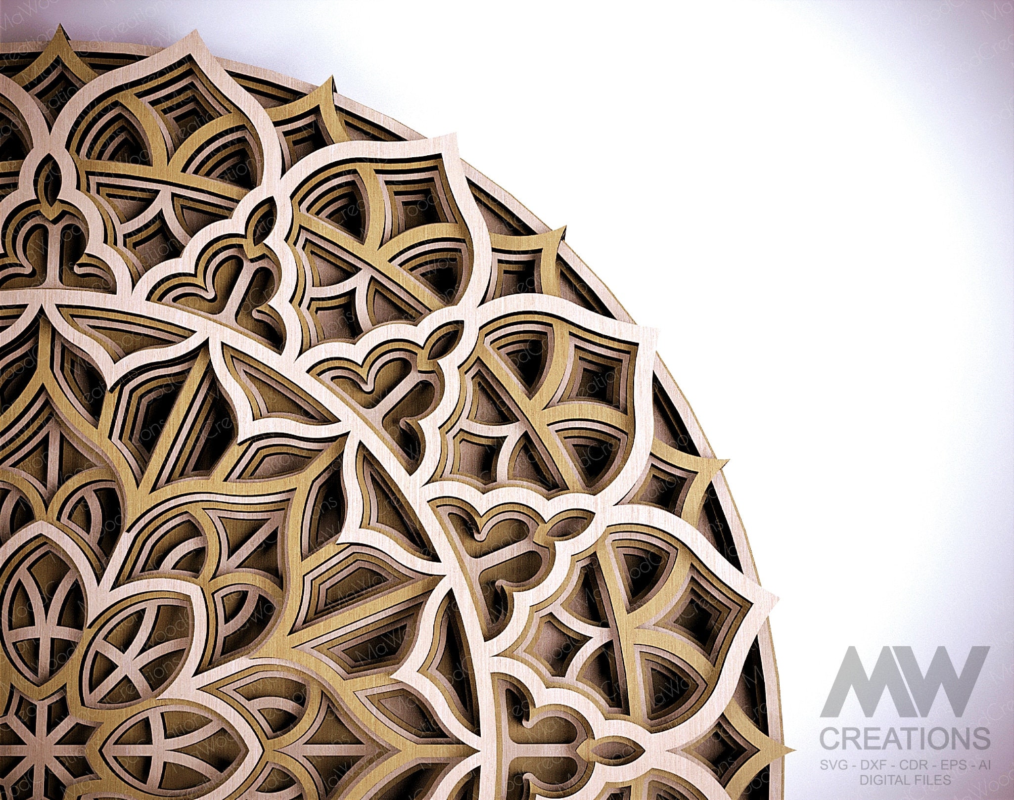 3D Layer Mandala SVG Laser Cut Multi Layer Mandala DXF - Etsy