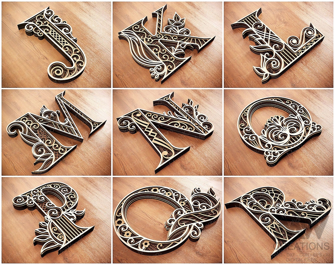 Multilayer Letters Bundle, A-Z Letters SVG Bundle, Laser Cut Letters ...