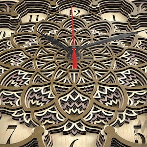 Laser Cut Multi-layer Clock Svg Dxf, Mandala Clock Svg, 3d Svg Clock ...