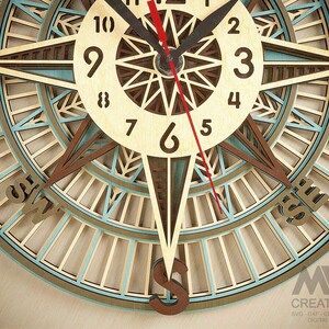 5 Layer Clock Svg, Compass Clock Laser Cut Files, Multi Layer Clock SVG ...