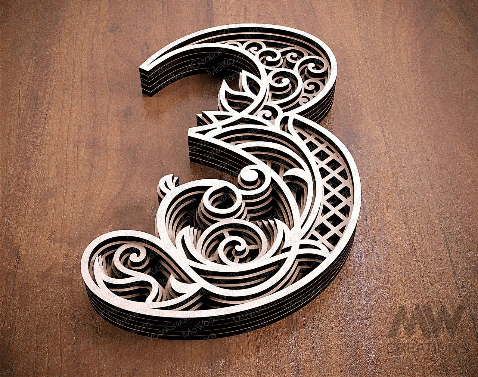 Layered Number 3, Layered Numbers SVG, Multilayer Number 3, Numbers SVG ...