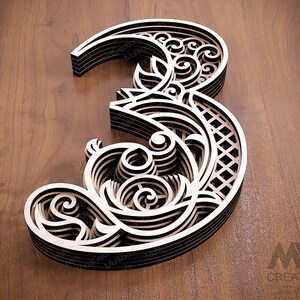 Layered Number 3, Layered Numbers SVG, Multilayer Number 3, Numbers SVG ...