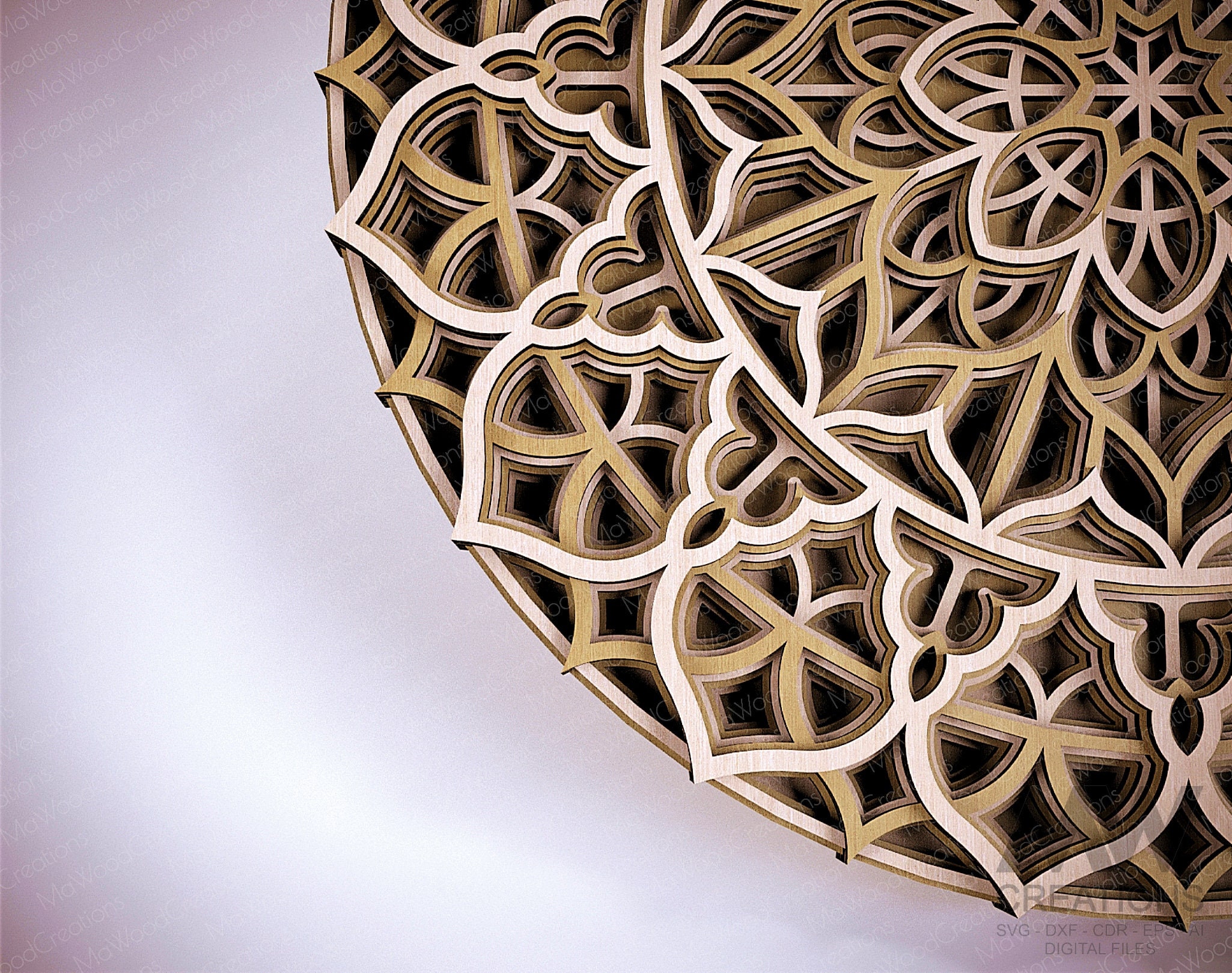 3D Layer Mandala SVG Laser Cut Multi Layer Mandala DXF - Etsy