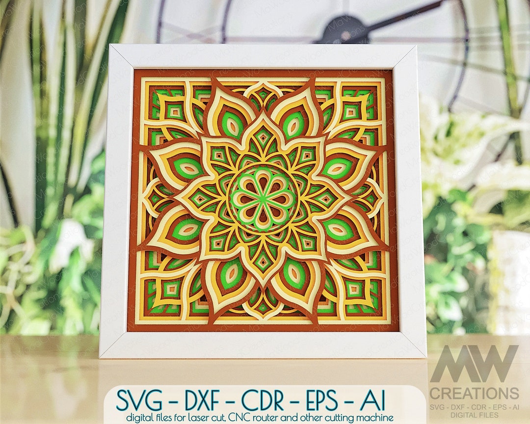 8 Layer Mandala Svg Dxf Paper Cut File, Layered Mandala SVG, 3d Svg ...