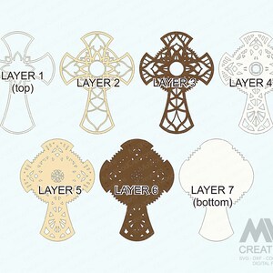 Laser Cut Multilayer Cross Svg Dxf, Christian Cross SVG, Multi Layer ...