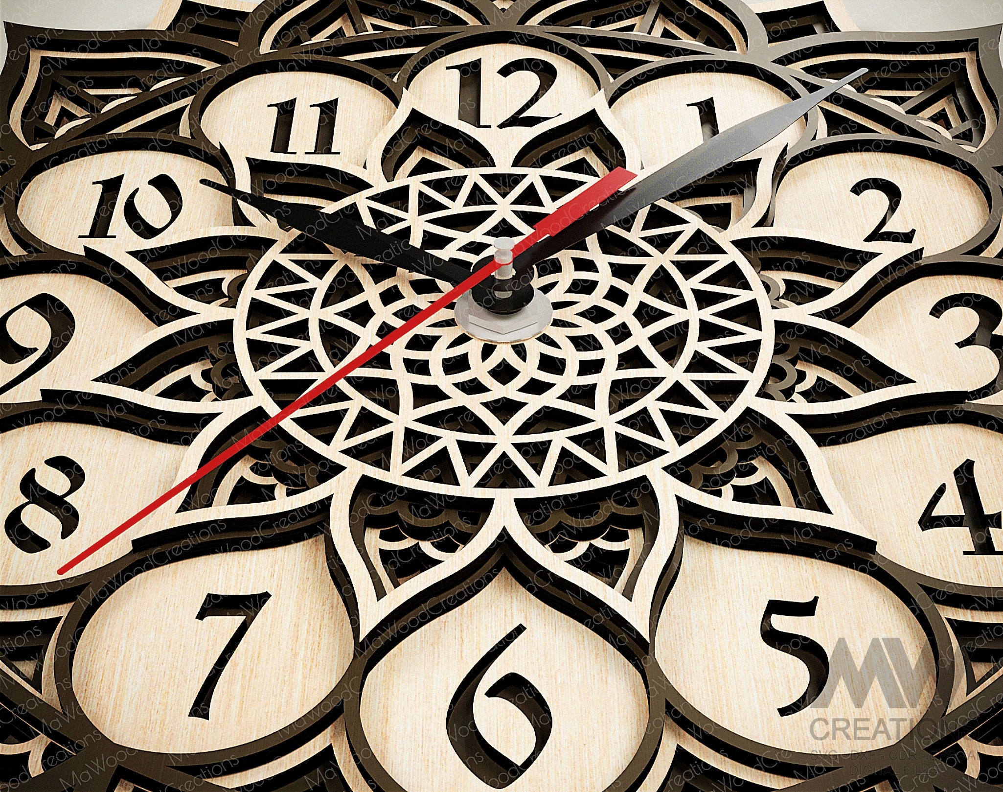 5 Layer Mandala Clock Svg, 3d Layer Svg Clock, Multi Layer Clock Laser ...