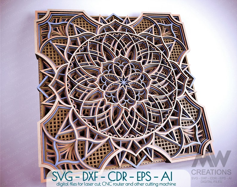 Laser Cut Multilayer Mandala SVG Dxf, 3d Layered Mandala Svg, 3d SVG ...