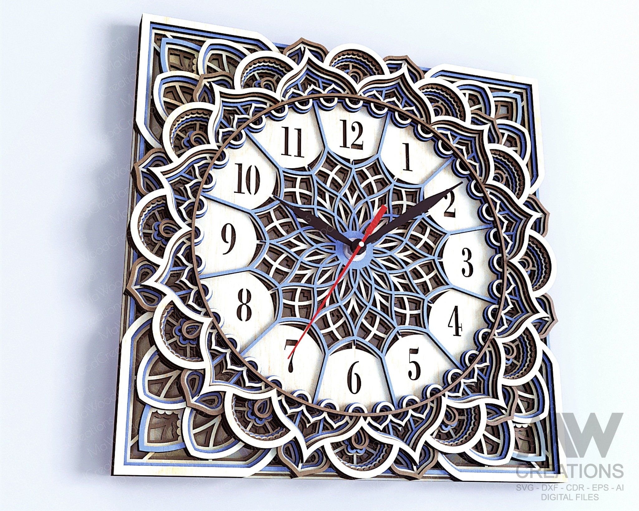 7 Layer Mandala Clock Svg 3d Layer Svg Clock Multi Layer - Etsy Canada