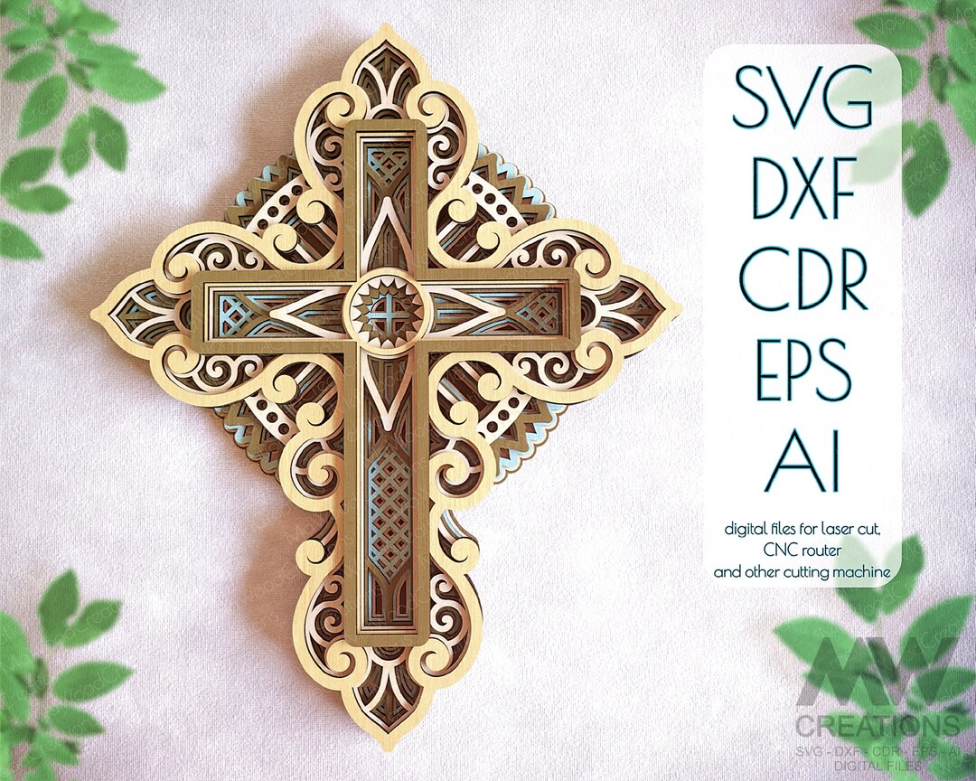7 Layer Cross SVG Dxf, Multi Layer Cross Laser Cut File, 3d Layer Wood ...