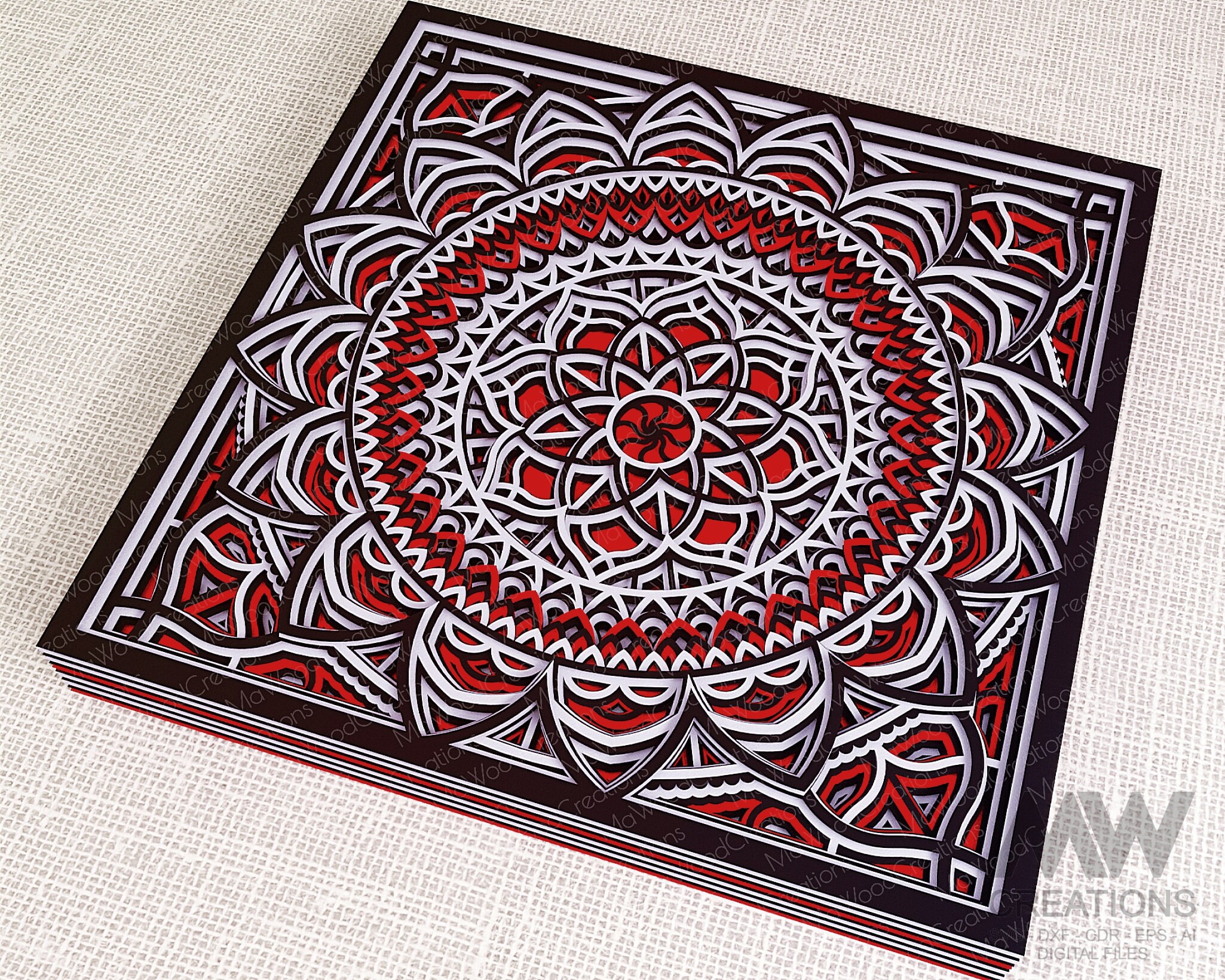 3D Layer Mandala SVG Flower Mandala Paper Cutting Template - Etsy
