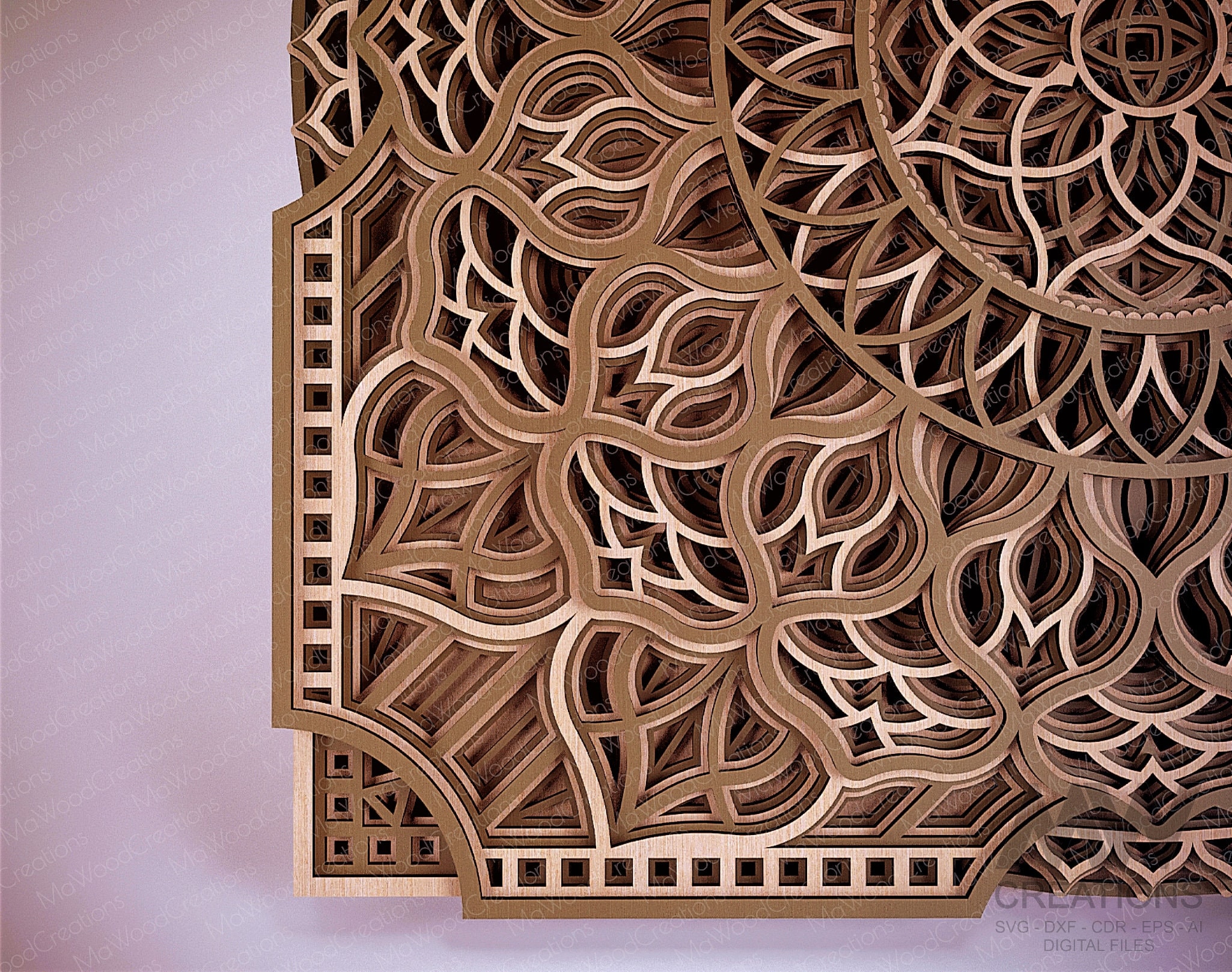 3D Layer Mandala SVG Laser Cut Multi Layer Mandala DXF - Etsy