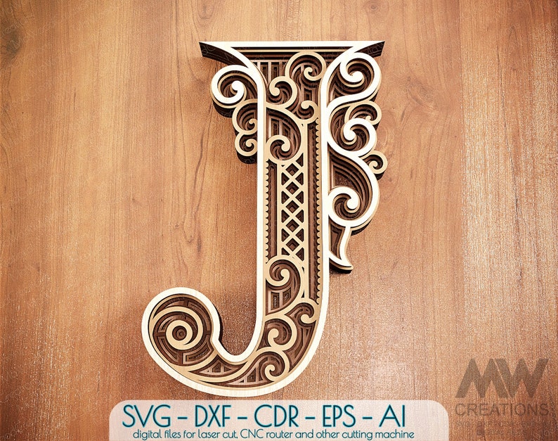 Layered Letter J Layered Letters SVG Multi Layer Letters - Etsy
