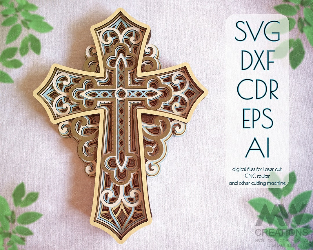 Laser Cut Cross SVG for Cricut, Glowforge Cross Svg, Multilayer Mandala ...