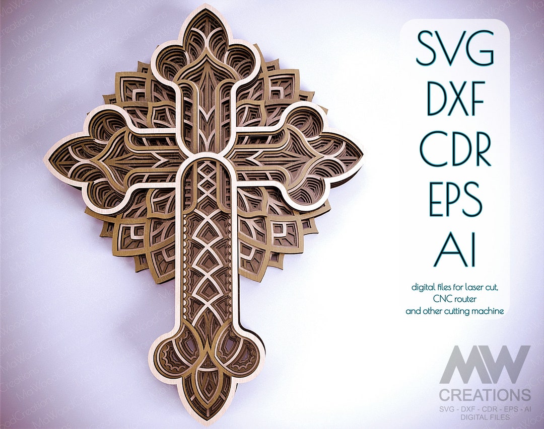 3d SVG Layered Cross, Multi-layer Cross Laser Cut File, 3d Layer Wood ...