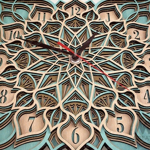 Laser Cut Clock SVG Dxf, Layered Mandala Clock Svg, 3d Svg Clock Files ...