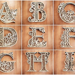 Multilayer Letters Bundle, A-Z Letters SVG Bundle, Laser Cut Letters ...
