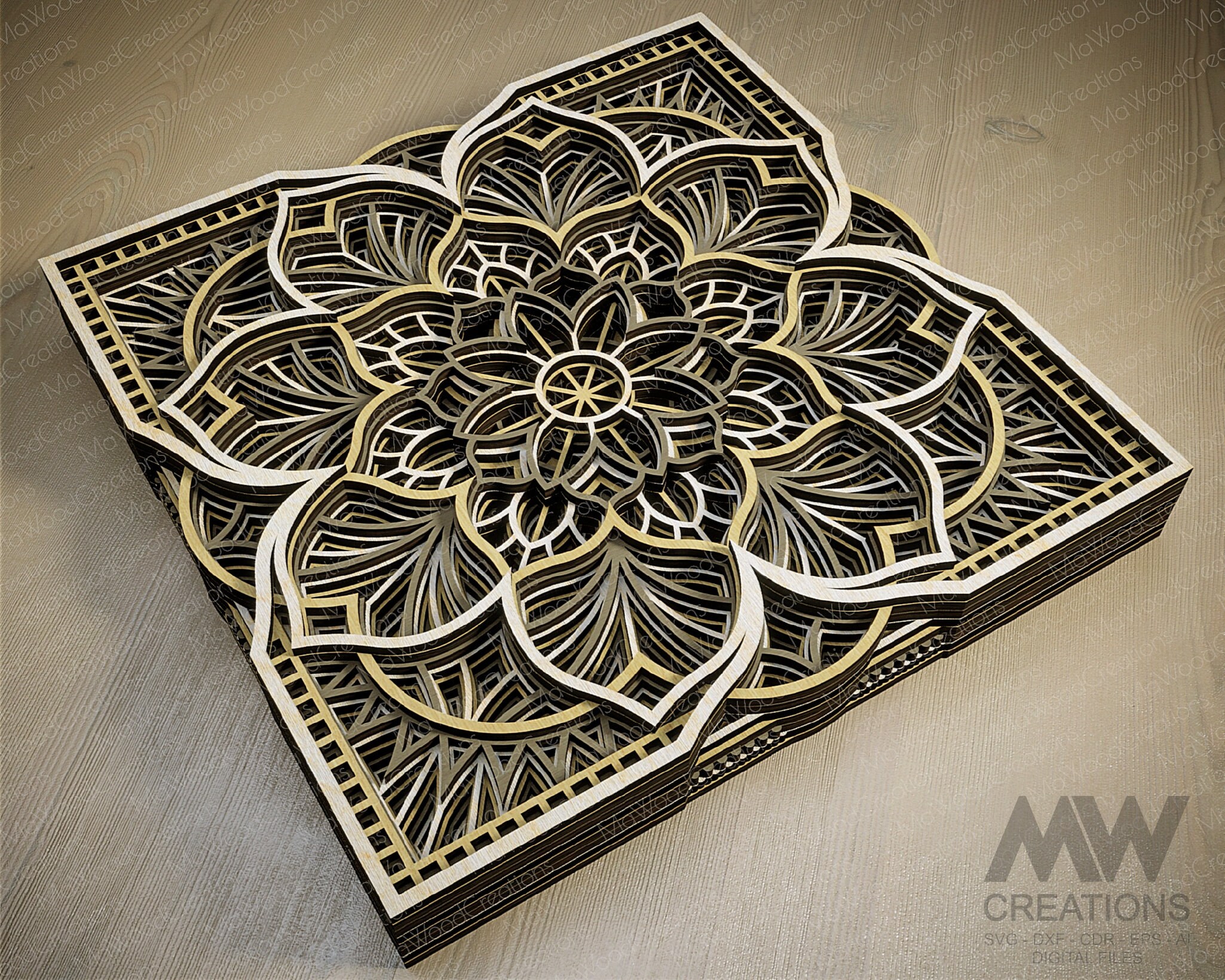 Multilayer Laser Cut Mandala SVG DXF 3D Layer Mandala SVG - Etsy