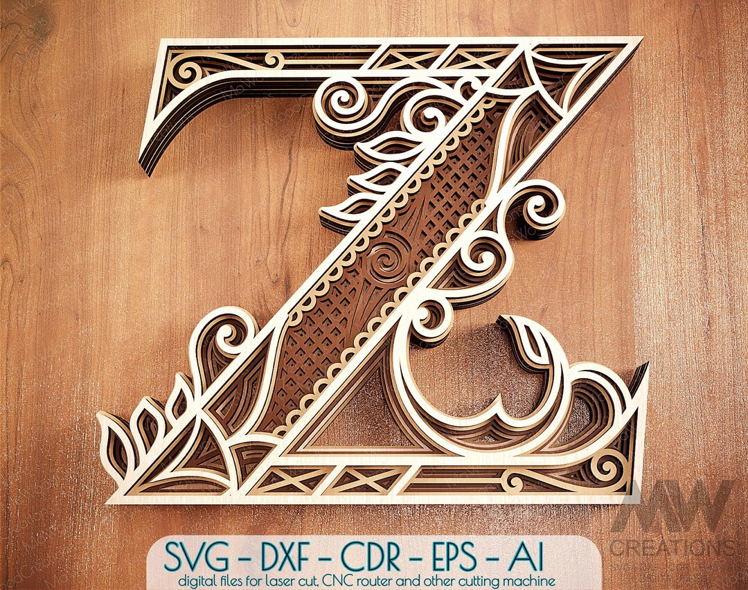 Layered Letter Z, Layered Letters SVG, Multi Layer Letters, Letters SVG ...