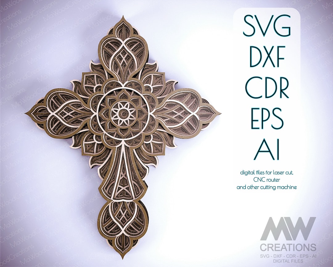 Multilayer Cross, Laser Cut Cross Svg Dxf, Stacked Wooden Cross Cutting ...