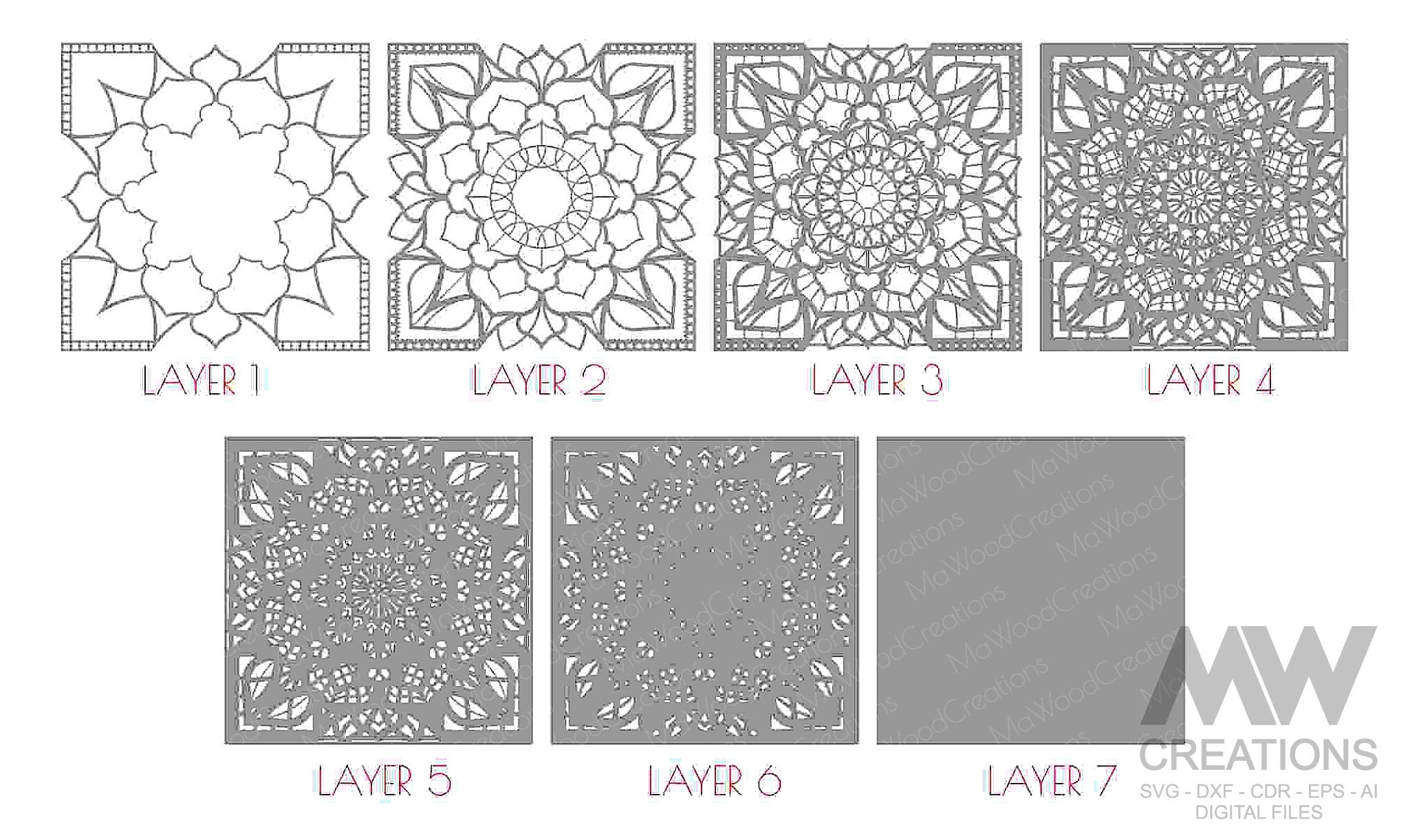 Multilayer Mandala Svg Dxf Laser Cut Mandala Mandala SVG for - Etsy