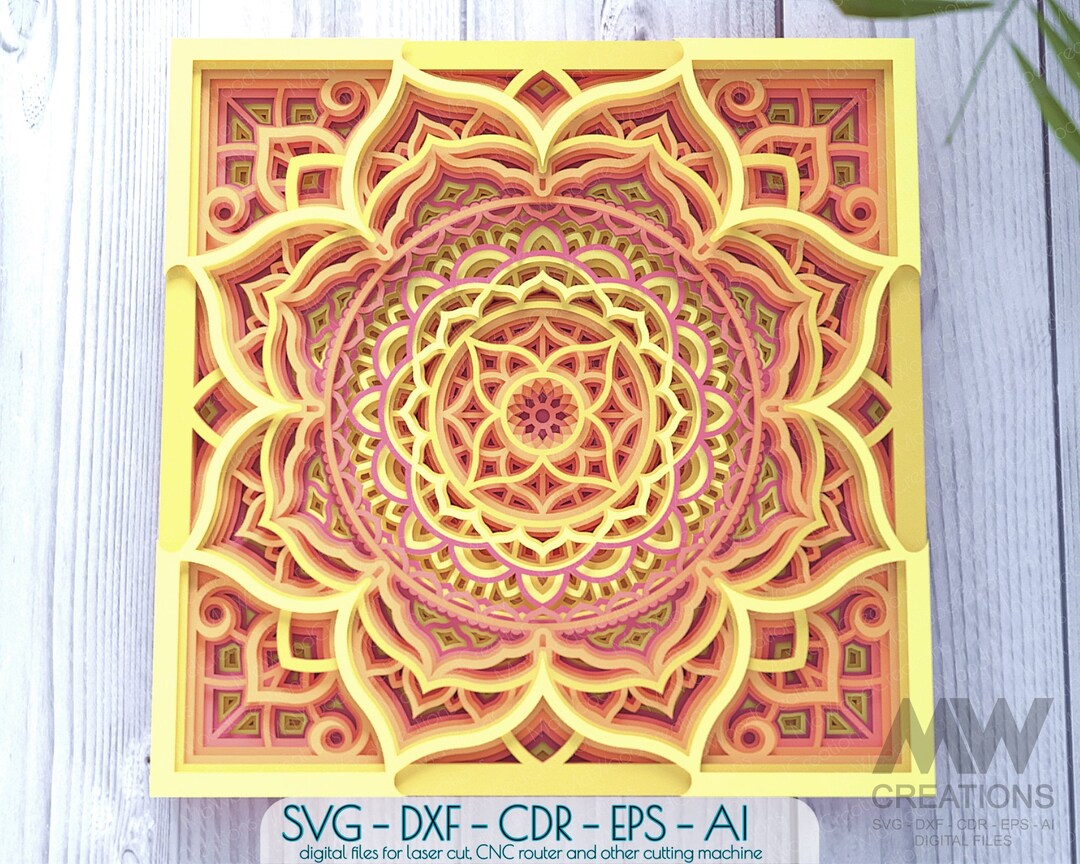 3D Layer Mandala SVG, Flower Mandala Paper Cutting Template, Layered ...