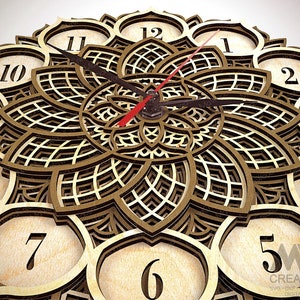 Laser Cut Clock SVG Dxf, Layered Mandala Clock Svg, Multi-layer Clock ...