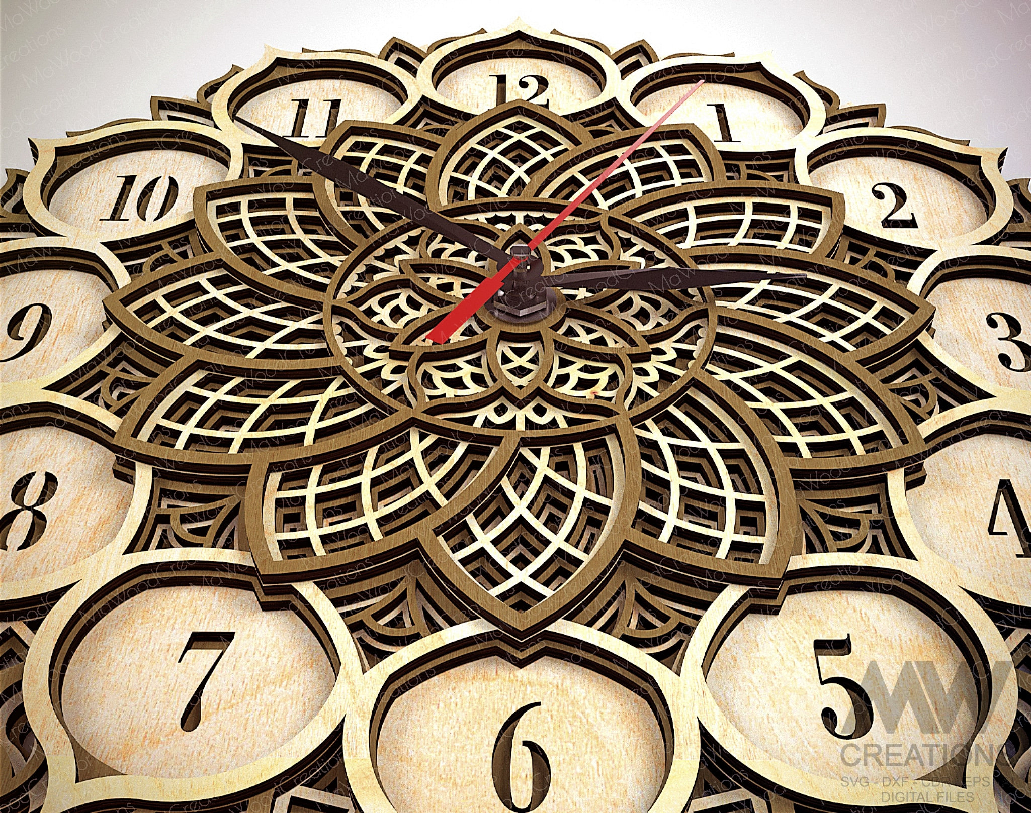 Laser Cut Clock SVG Dxf, Layered Mandala Clock Svg, Multi-layer Clock ...