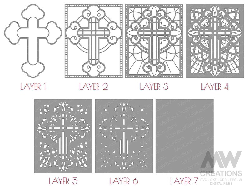 7 Layer Cross Laser Cut Cross SVG Dxf 3d Layer Cross Svg - Etsy