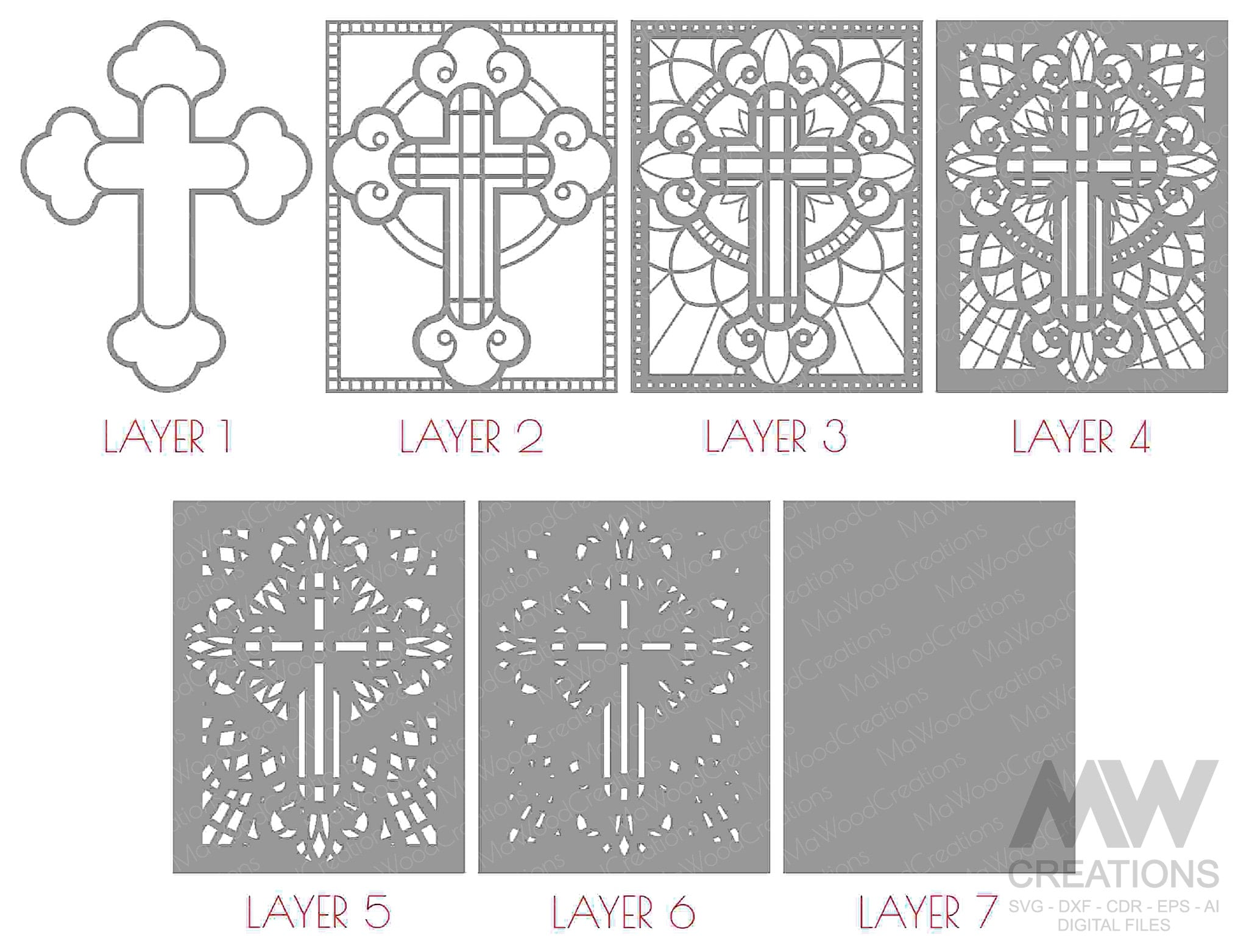 7 Layer Cross Laser Cut Cross SVG Dxf 3d Layer Cross Svg - Etsy UK