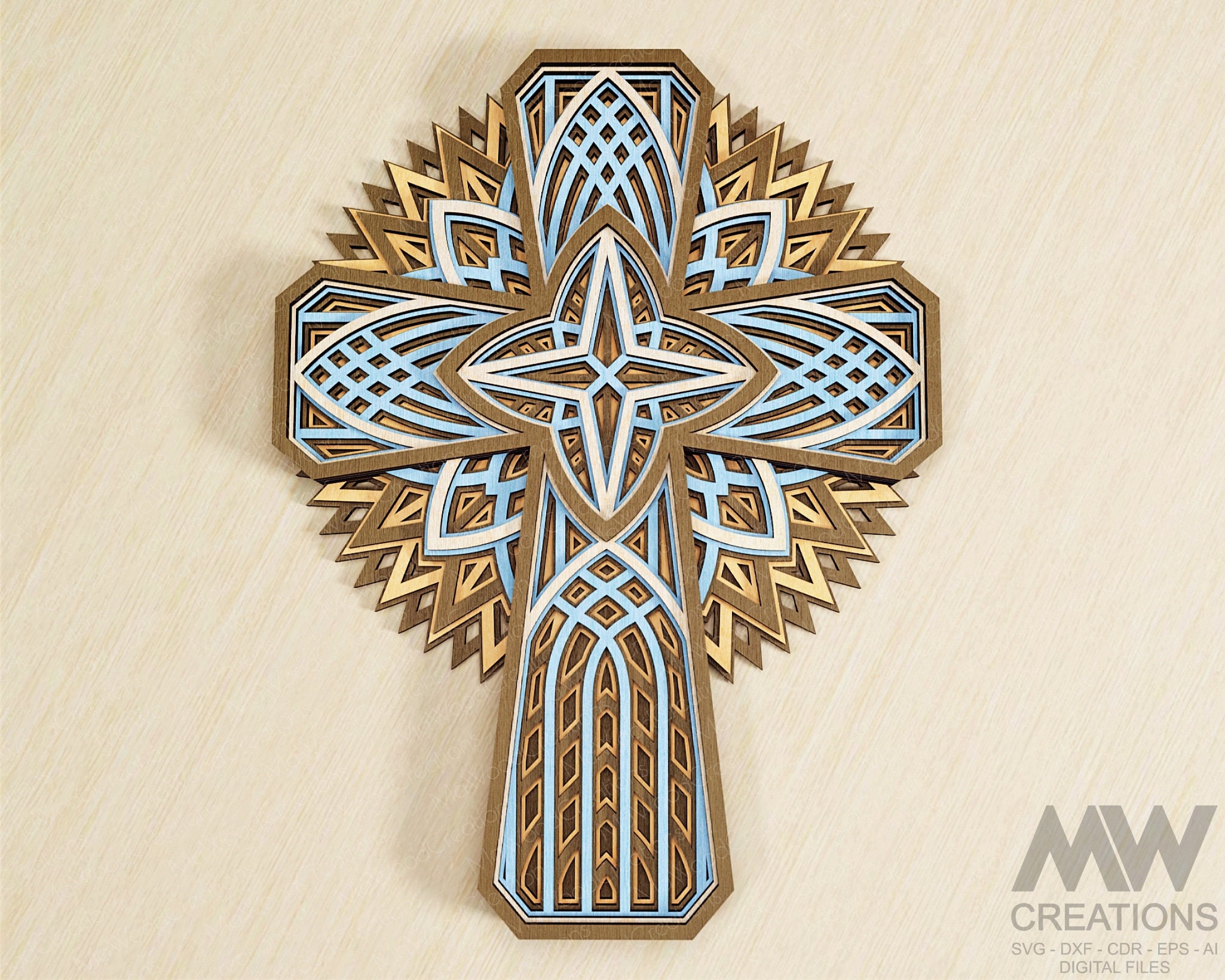 Laser Cut Multilayer Cross Svg Dxf 3D SVG Cross Religious - Etsy