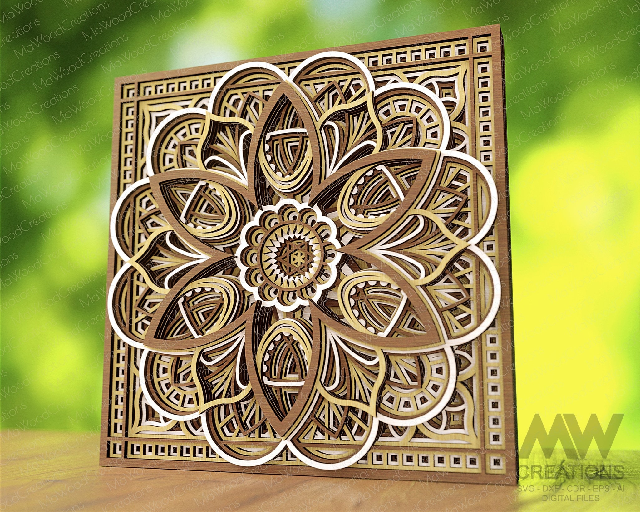 Laser Cut Layered Mandala SVG DXF, 3D Flower Mandala SVG, Multilayer ...