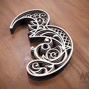 Layered Number 3, Layered Numbers SVG, Multilayer Number 3, Numbers SVG ...