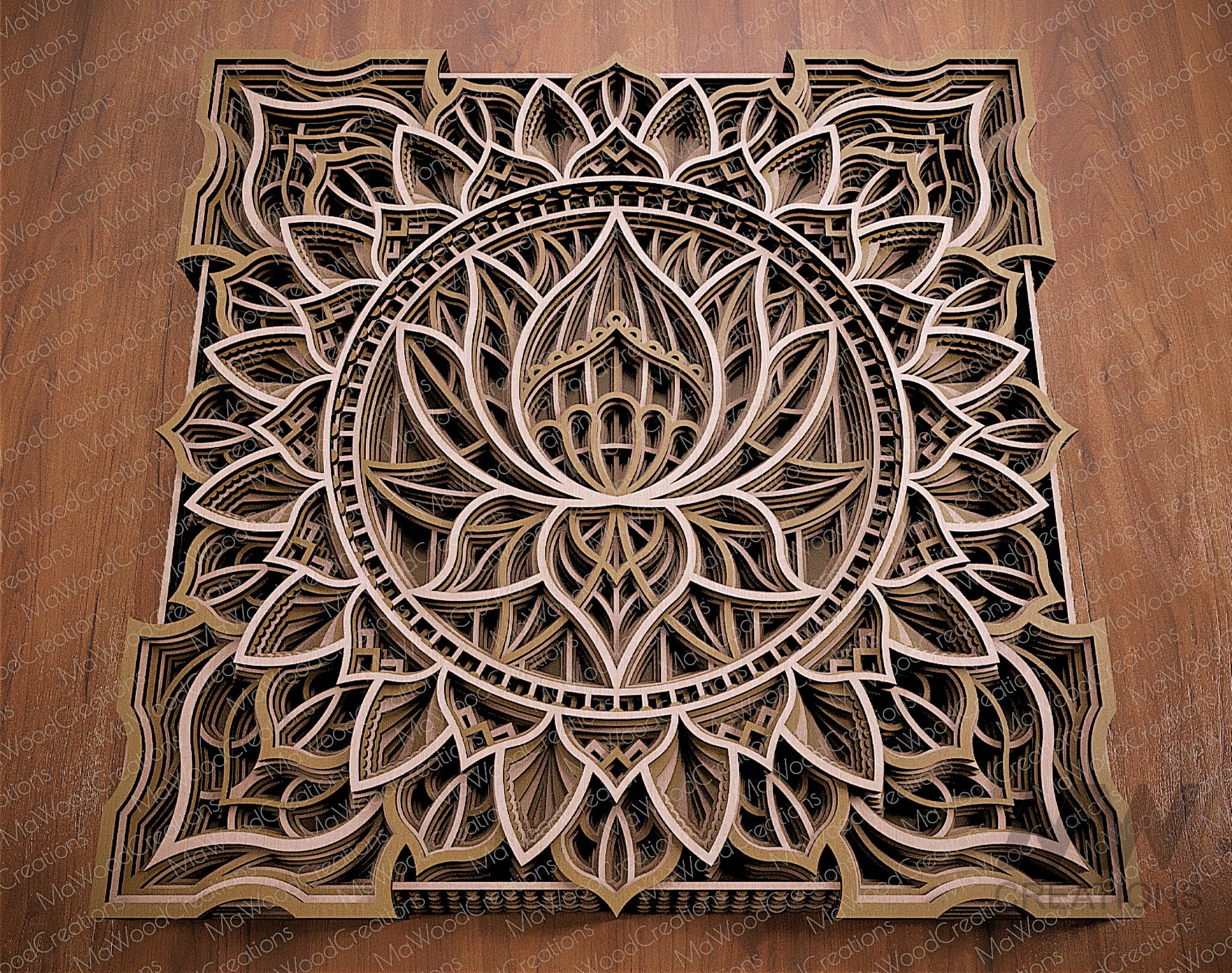 Laser Cut Lotus Flower Mandala SVG Dxf Multilayer Lotus - Etsy