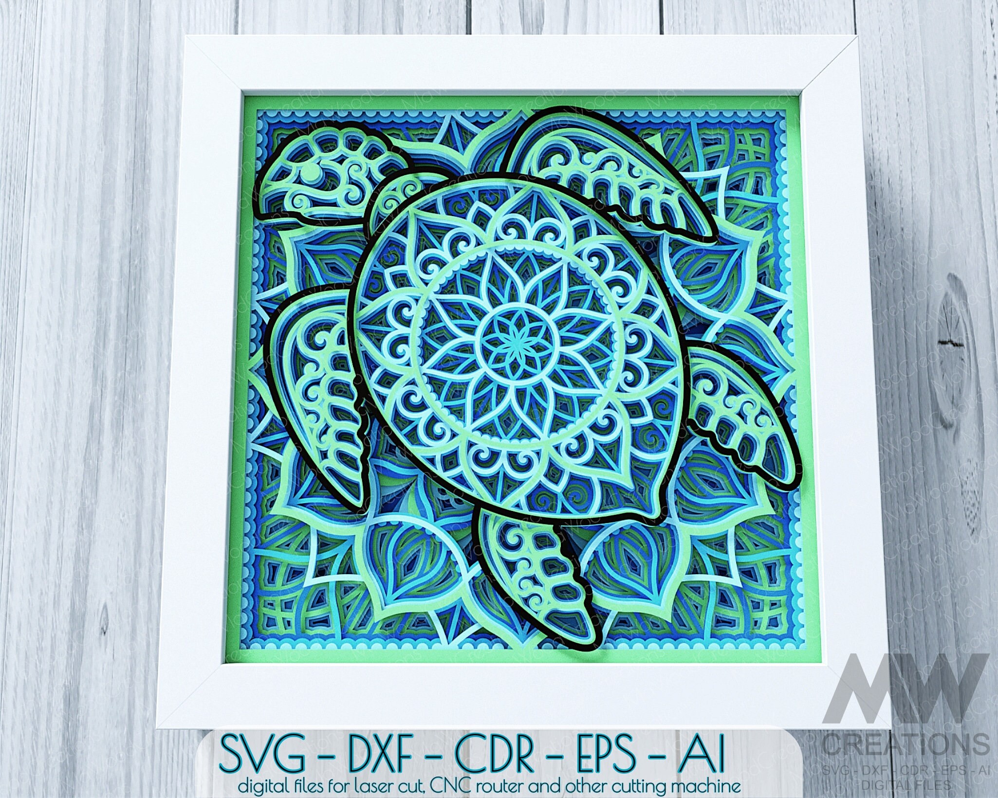 Layered Turtle Mandala SVG Dxf 3D Turtle Svg Multi-layer - Etsy