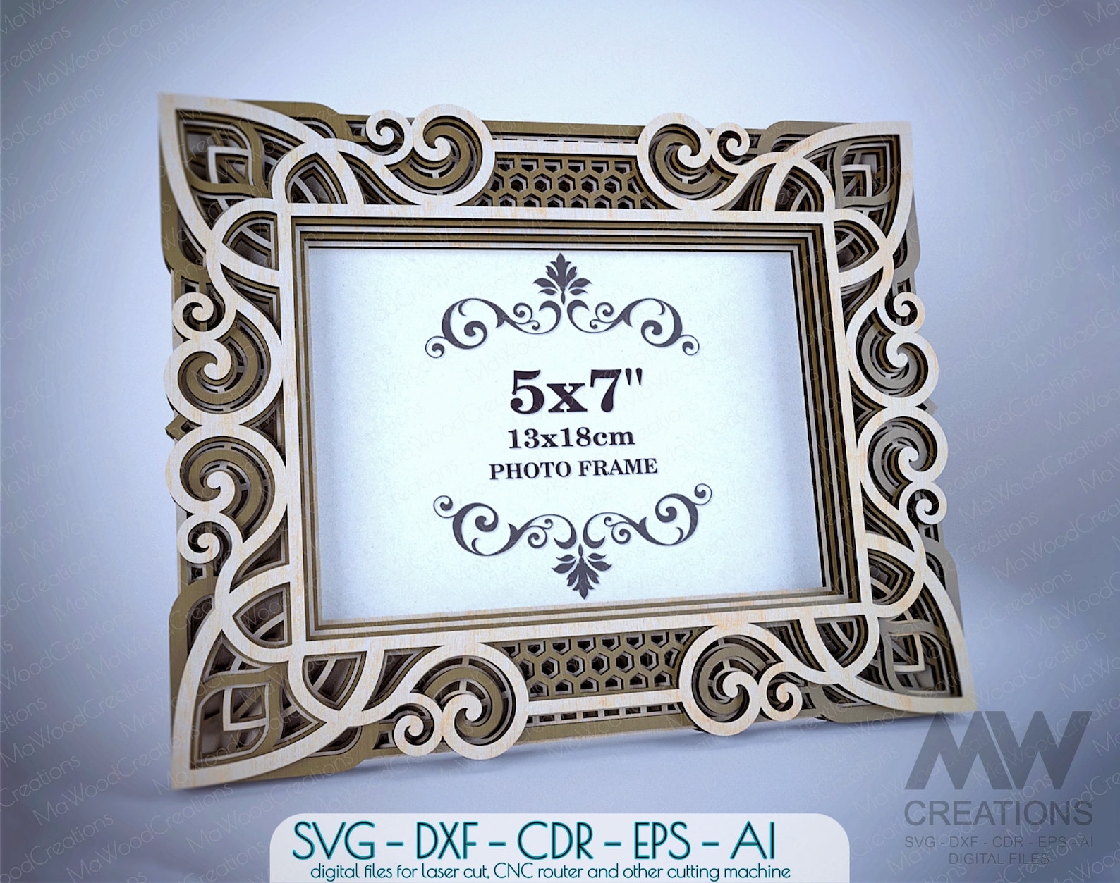 Laser Cut Frame SVG DXF, Multilayer Frame Svg, 5x7 Picture Frame Svg ...