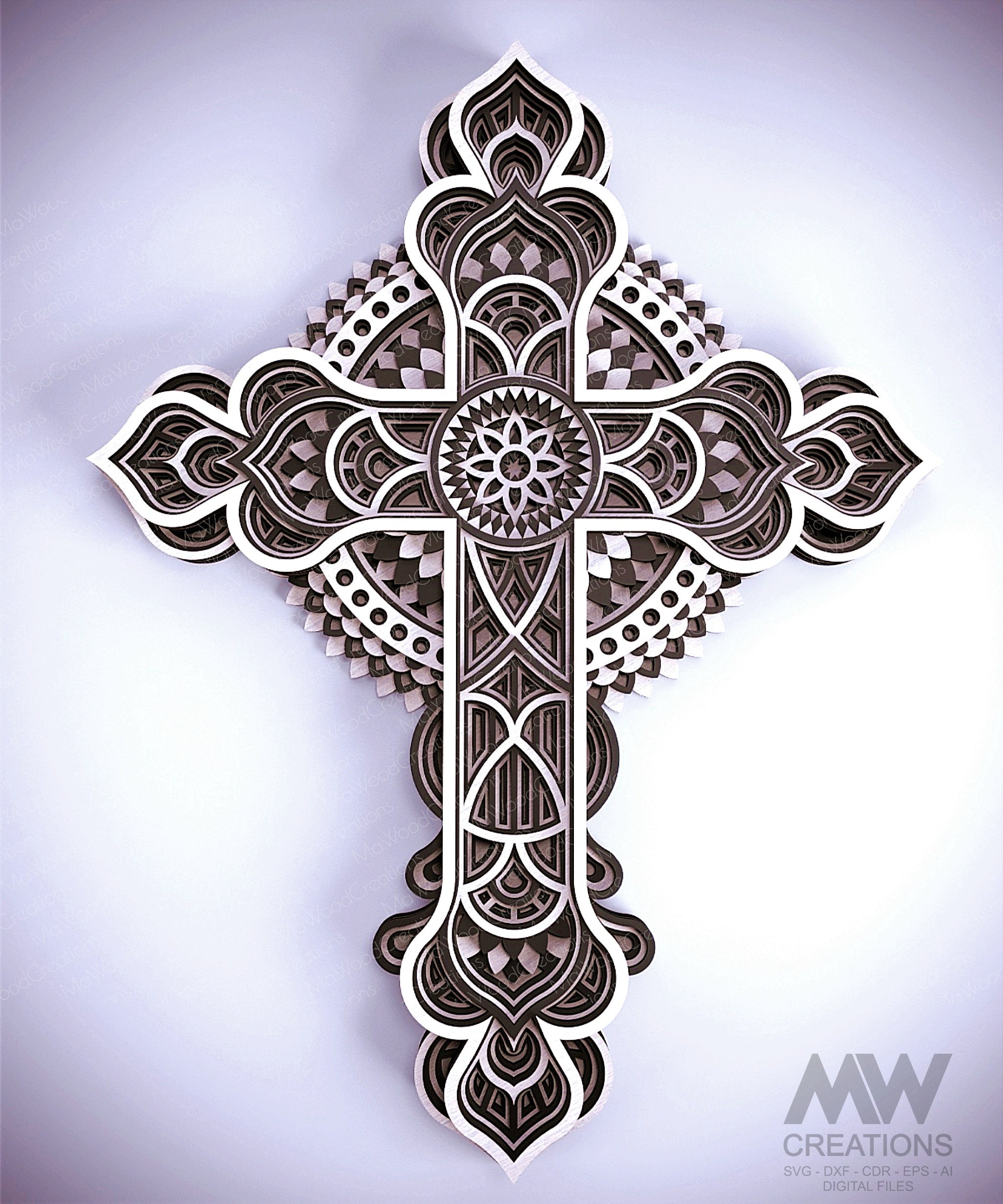 3D Layer Cross Svg Mandala Cross SVG for Cricut Glowforge - Etsy UK
